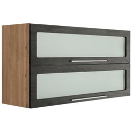 Glash&auml;ngeschrank KOCHSTATION "KS-Samos", grau (beton oxid, wotaneichefarben), B:110cm H:57cm T:34cm, Schr&auml;nke, Glash&auml;ngeschrank, mit 2 Klappen