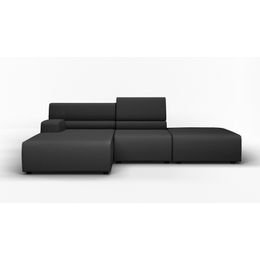 Ecksofa Egoitaliano "Babouche, Designsofa mit au&szlig;ergew&ouml;hnlichem Sitzkomfort zum Wohlf&uuml;hlen", schwarz, B:287cm H:80cm T:98cm, Leder &raquo;BULL&laquo; (echtes Rindsleder). Geschliffenes, pigmentiertes und behandeltes Rindsleder mit einer Dicke von 1, 3-1, 5 mm. Dieses Leder zeigt eine ziemlich weiche Hand mit einem halb undurchsichtigen Aussehen. Es handelt sich um ein gesch&uuml;tztes Leder. Eine leichte Deckschic