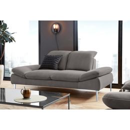 2,5-Sitzer W.Schillig "enjoy&MORE", grau (grau r66), B:232cm H:87cm T:110cm, Chenille-Flachgewebe R66 (85% Polyester, 15% Nylon);Longlife Xtra-Leder Z59: Glattleder mit modischer Pr&auml;gung. Hautst&auml;rke 0, 9 - 1, 1 mm;Stoff S37 (100% Polyester), Sofas, 2 5-Sitzer, mit Sitztiefenverstellung, F&uuml;&szlig;e Chrom gl&auml;nzend, Breite 232 cm