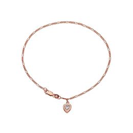 Fu&szlig;kette Firetti "Schmuck Geschenk Silber 925 K&ouml;rperschmuck Herz+LIEBE Figarokette", rosa (ros&eacute;goldfarben, wei&szlig;), Fu&szlig;ketten, Damen, Silber 925 (Sterlingsilber), Fu&szlig;kette, mit Zirkonia (synth.)
