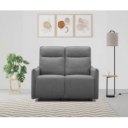 2-Sitzer DOREL HOME "Lugo, Kinosofa mit Reclinerfunktion in Kunstleder und Webstoff", grau (anthrazit), B:126cm H:102cm T:86cm, Sofas, 2-Sitzer, mit manueller Relaxfunktion in beiden Sitzen