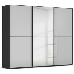 Schwebet&uuml;renschrank Rauch "Kleiderschrank Schrank Garderobe Schlafzimmerschrank SCALE-DUO", grau (schwarz, glas seidengrau, griffleisten schwarz), B:271cm H:223cm T:68cm, Holzwerkstoff, Schr&auml;nke, Schwebet&uuml;renschrank, edle zweigeteilte T&uuml;ren Spiegel/Glas-Mix 3 Zierleisten MADE IN GERMANY