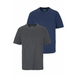MAN'S WORLD Rundhalsshirt MAN'S WORLD, Herren, Gr. M (48/50), blau (anthrazit, meliert, blau, meliert), Single Jersey, Obermaterial: 60% Baumwolle, 40% Polyester, unifarben, Basic, regular fit, Rundhals, Shirts Rundhalsshirt, Kurzarm, Basic-Stil, aus Baumwollmischung, 2er-Pack, Topseller
