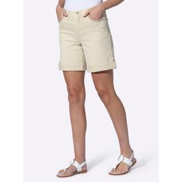 Jeansshorts Heine, Damen, Gr. 44, Normalgr&ouml;&szlig;en, sand, 96% Baumwolle, 4% Elasthan, unifarben, kurz, Jeans Jeansshorts