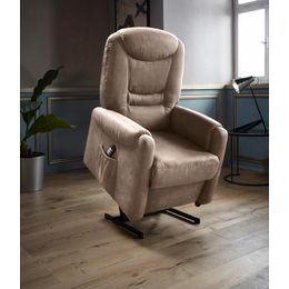 Sit & More TV-Sessel SIT & MORE "Morten", grau (taupe), B:76cm H:113cm T:78cm, Luxus-Kunstleder;NaturLEDER (echtes Rindsleder);Luxus-Microfaser (100% Polyester), Sessel, TV-Sessel, in Gr&ouml;&szlig;e M, wahlweise mit Motor und Aufstehhilfe