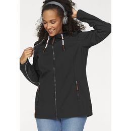 Softshelljacke OCEAN SPORTSWEAR, Damen, Gr. 56, schwarz, Softshell, Obermaterial: 96% Polyester, 4% Elasthan. Innenseite: 100% Polyester, Po-bedeckend, mit Klettverschluss,verstellbar, Jacken Softshelljacke, f&uuml;r k&auml;ltere Tage, w&auml;rmendes Material, mit Rei&szlig;verschlusstaschen, Topseller