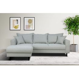 Ecksofa Home Affaire "VEYRAS L-Form, hoher Sitzkomfort, Ma&szlig;e B/T/H: 230/150/76 cm", grau (silbergrau), B:230cm H:76cm T:150cm, 100% Polyester, Sofas, Ecksofa, mit Wellenunterfederung, incl. R&uuml;ckenkissen und Zierkissen