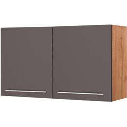 H&auml;ngeschrank KOCHSTATION "KS-Wien", schwarz (anthrazit, wotaneiche, wotaneiche), B:100cm H:57cm T:34cm, Holzwerkstoff, Schr&auml;nke, H&auml;ngeschrank