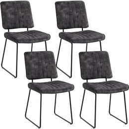Kufenstuhl ByLiving "Liam 4er-Set", grau (anthrazit, schwarz), B:45cm H:83cm T:61cm, Metall, Polyester, Stoff, St&uuml;hle, Kufenstuhl, moderner Stuhl im praktischen 4er-Set mit Metallgestell