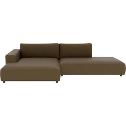 Ecksofa Musterring "Lucia", braun (messing), B:330cm H:81cm T:190cm, 100% Polyester, Sofas, Ecksofa, verschiedene Farben, gro&szlig;er Longchair mit Armlehne, B330 x T190 cm