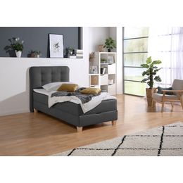 Boxbett Home Affaire, grau (anthrazit), B:108cm L:210cm, Komplettbetten, Boxbett, inklusive Kaltschaum-Topper und Bettkasten