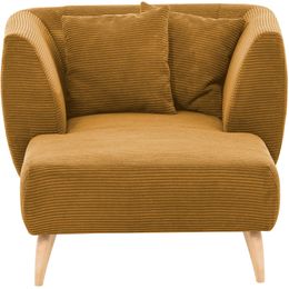 Loveseat Home Affaire "Colori", gold, B:108cm H:84cm T:155cm, 100% Polyester, Sessel, Loveseat