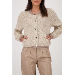 Strickjacke monari "Jacke Strick Tweed", Damen, Gr. 46, truffle, Strick, Obermaterial: 50% Baumwolle, 30% Polyester, 11% Viskose, 5% metallisierte Fasern, 4% Polyamid, unifarben, regular fit taillenbedeckt, Rundhals, eingesetzt Rippstrickb&uuml;ndchen, Strickjacken Strickjacke, Regular fit mit Rundhalsausschnitt mit Strickbund
