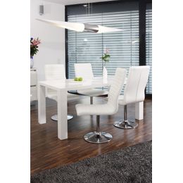 Essgruppe Salesfever "Luton - Stilvoller Esstisch inkl. St&uuml;hle", wei&szlig;, Sitzm&ouml;bel-Sets, Essgruppe, bestehend aus 4 Drehst&uuml;hlen und einem 180 cm breitem Tisch