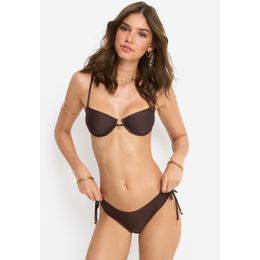 B&uuml;gel-Bikini-Top LSCN BY LASCANA "Sunny", Damen, Gr. 44, Cup C, schwarz braun, Obermaterial: 82% Polyamid, 18% Elasthan. Futter: 100% Polyester, gl&auml;nzend, Bikini-Oberteile B&uuml;gel-Bikini-Top, in trendiger Glanzware