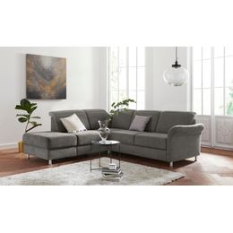 Sit & More Ecksofa SIT & MORE "Darwin L-Form", braun (schlamm), B:249cm H:83cm T:221cm, Sofas, Ecksofa, inklusive Federkern, wahlweise mit Kopfteilverstellung, Bettfunktion