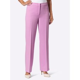 B&uuml;gelfaltenhose Lady, Damen, Gr. 44, Normalgr&ouml;&szlig;en, orchidee, 64% Polyester, 34% Viskose, 2% Elasthan, unifarben, lang, Hosen B&uuml;gelfaltenhose