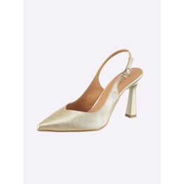 Slingpumps Heine, Damen, Gr. 39, goldfarben, Textil, Schuhe Slingpumps