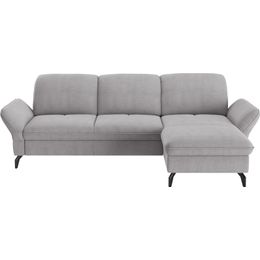 Sit & More Ecksofa SIT & MORE "Leandro L-Form", silber, B:267cm H:88cm T:200cm, 90% Polyester, 10% Polyamid, Sofas, Ecksofa, Wahlweise mit Bett-, Kopfteil - und Armlehnfunktion, sowie Bettkasten