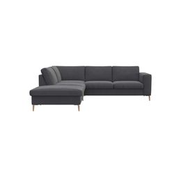 Ecksofa FLEXLUX "Fiore, L-Form", grau (dervit grau), B:241cm H:85cm T:225cm, 100% Polyester, Sofas, Ecksofa, breite Armlehnen, F&uuml;&szlig;e Alu/Eiche, B/T 241/225 cm, Kaltschaum im Sitz