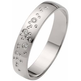 Trauring Firetti "Schmuck Geschenk Gold 375 Hochzeit Ehering "LIEBE" Sterne" Gr. 19, wei&szlig; (wei&szlig;goldfarben), Fingerringe, Damen, 19, 0,03 SI = kleine Einschl&uuml;sse mit Brillanten, Wei&szlig;gold 375, 4mm, Trauring, Made in Germany, wahlweise mit oder ohne Brillanten