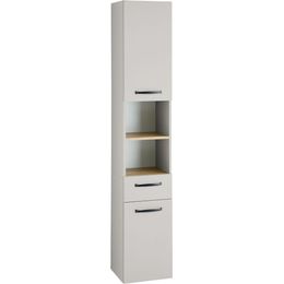 Hochschrank SAPHIR "Quickset 500, Badschrank 32,4 cm breit", kaschmir, B:32,4cm H:176cm T:32,2cm, Holzwerkstoff, Schr&auml;nke, Hochschrank, 3 Einlegeb&ouml;den, 1 offenes Fach, Badezimmer-Hochschrank
