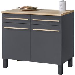Unterschrank BASIC BY BALCULINA "Bilberry", grau (anthrazit), B:100cm H:90cm T:60cm, Schr&auml;nke, Unterschrank, Breite 100 cm