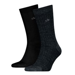 Socken Calvin Klein "CK MEN SOCK 2P MELANGE GRID", Herren, Gr. - (40/46), schwarz, Obermaterial: 55% Baumwolle, 43% Polyamid, 2% Elasthan, Socken Socken