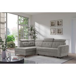 Ecksofa exxpo - SOFA FASHION "Monte, Kopfteile verstellbar, optional mit Bettfunktion & Bettkasten", cappuccino, B:254cm H:100cm T:182cm, Sofas, Ecksofa, L- Form, mit Kopfteilverstellung, optional Bettfunktion und Bettkasten