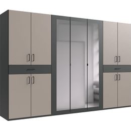 Dreht&uuml;renschrank wimex "Tibet", grau (sandgrau), B:313cm H:208cm T:58cm, Holzwerkstoff, Schr&auml;nke, Dreht&uuml;renschrank, mit Schubk&auml;sten auf bequemer Zugriffsh&ouml;he
