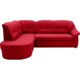Ecksofa DOMO collection "Faenza f&uuml;r kleine R&auml;ume, Stellma&szlig;e 232x176cm, komfortabel, L-Form", rot (dunkelrot), B:232cm H:88cm T:176cm, 100% Polyester, Sofas, Ecksofa, mit Ottomane, zeitlos, elegante Armlehnen, wahlweise mit Bettfunktion