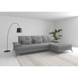 Sit & More Ecksofa SIT & MORE "Amica, L-Form, inkl. Sitztiefenverstellung & Armteilverstellung", grau, B:279cm H:90cm T:185cm, 100% Polyester, Sofas, Ecksofa, wahlweise mit Bettfunktion, Bettkasten und Kopfteilverstellung