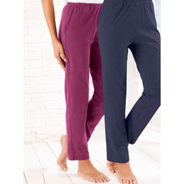 Homewearpants, Damen, Gr. 40, Normalgr&ouml;&szlig;en, bunt (beere, marine), 100% Baumwolle, Doppelpack-Farbe grau-meliert:15% Viskose, 85% Baumwolle, unifarben, lang, Hosen Homewearpants