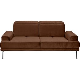 2-Sitzer Musterring "MR 4580", rosa (kupfer), B:198cm H:79cm T:130cm, 100% Polyester, Sofas, 2-Sitzer, inkl. Kopf- und Sitztiefenverstellung, Fu&szlig; schwarz, B198 x T103 cm