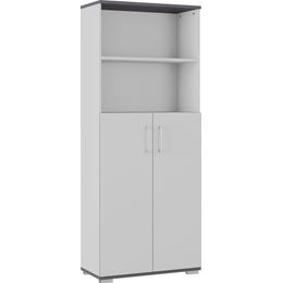 Aktenschrank Germania "Profi 3.0", grau (lichtgrau, graphit), B:80cm H:200cm T:40cm, Holzwerkstoff, Schr&auml;nke, Aktenschrank