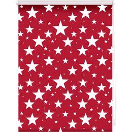 Seitenzugrollo LICHTBLICK ORIGINAL "Rollo Klemmfix, ohne Bohren, Verdunkelung, Sterne", rot (rot, wei&szlig;), B:100cm H:150cm, Polyester, Rollos, Seitenzugrollo