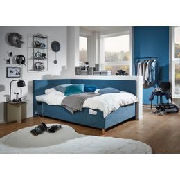 Meise M&ouml;bel Kinderbett MEISE.M&Ouml;BEL "COOL II", blau (ocean, ocean), B:130cm L:210cm, Betten, Kinderbett, Polsterbett wahlweise mit Bettkasten, Jugendbett inkl. USB Anschl&uuml;sse