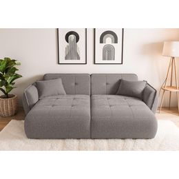 Big-Sofa Home Affaire "MIRELDA Design-Sofa mit Steppungen, extra tief, Breite 251 cm", taupe, B:251cm H:81cm T:155cm, 100% Polyester, Sofas, Big-Sofa, elegant und bequem, enth&auml;lt 2 Zierkissen, belastbar bis 480kg