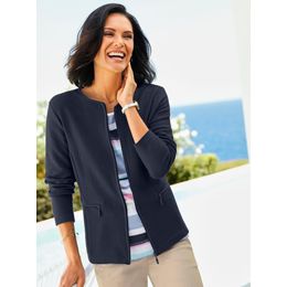 Jackenblazer Casual Looks "Jersey-Blazer", Damen, Gr. 40, blau (marine), 100% Baumwolle, Blazer Jackenblazer