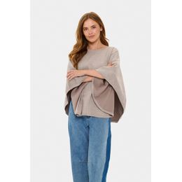 Strickponcho Saint Tropez "BilliSZ Poncho", Damen, fog melange, Strick, Obermaterial: 80% Viskose, 20% Polyacryl, meliert, loose fit h&uuml;ftbedeckend, Rundhals, Pullover Strickponcho, Loose fit, Viskosemischung