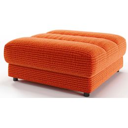 Polsterhocker 3C CANDY "Stripes", orange (aperol), B:100cm H:43cm T:100cm, 100% Polyester, Hocker, Polsterhocker, Passend zur Serie Stripes, Chenille-Bezug