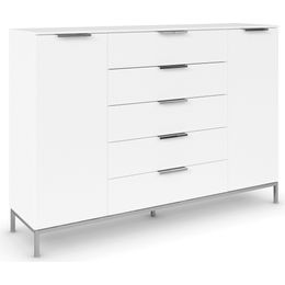 Kombikommode Rauch "Kommode T&uuml;rkommode Sideboard Kombikommode FLIPP", wei&szlig; (alpinwei&szlig;), B:160cm H:111cm T:42cm, Holzwerkstoff, Sideboards, Kombikommode, 2-t&uuml;rig mit 5 Schubladen und Soft-Close-Funktion in zwei Breiten