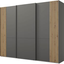 Schwebet&uuml;renschrank Musterring "Isabelle", grau (graphit, dekor), B:295,2cm H:236cm T:67cm, Hartfaserplatte, Holzwerkstoff, Schr&auml;nke, Schwebet&uuml;renschrank, T&uuml;ren mit Lamellenoptik, verschiedene Gr&ouml;&szlig;en und Farben, H&ouml;he 236cm