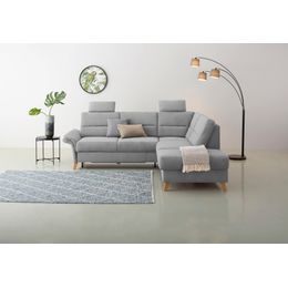 Ecksofa Home Affaire "Westerland L-Form", grau, B:238cm H:90cm T:213cm, 100% Polyester, Sofas, Ecksofa, Federkern-Polsterung, wahlweise mit Bettfunktion, Bettkasten