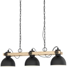 Eglo H&auml;ngeleuchte "LUBENHAM H&auml;ngelampe, Stahl und Holz, E27, IP20, Esszimmerlampe, Lampe", braun (schwarz, braun), 3, Leuchten, H&auml;ngeleuchte, L90 x B20 x H110 cm, schwarz, braun, 3X28W exkl., H&auml;ngeleuchte