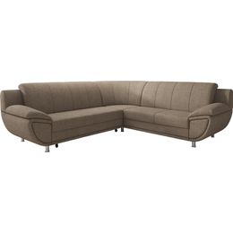 Ecksofa Trendmanufaktur "Rondo II, zeitlos & elegant, bequeme Armlehnen, L-Form", braun (tan), B:267cm H:85cm T:247cm, Struktur (100% Polyester), Sofas, Ecksofa, wahlweise mit Federkern, wahlweise mit Bettfunktion, B/T 267/247cm