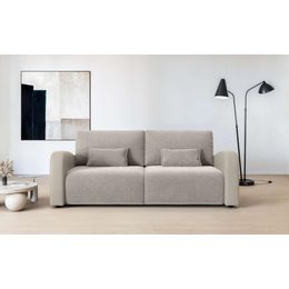 3-Sitzer OTTO HOME "JIGGS wahlweise Schlafsofa mit Bettkasten, Ma&szlig;e B/H/T: 228/96/110 cm", grau (taupe), B:228cm H:96cm T:110cm, 100% Polyester, Sofas, 3-Sitzer, Sofa mit Wellenunterfederung, enth&auml;lt 2 R&uuml;ckenkissen und 2 Zierkissen