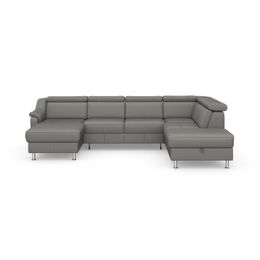 Sit & More Wohnlandschaft SIT & MORE "Freetown U-Form", grau (anthrazit), B:315cm H:84cm T:216cm, Sofas, Wohnlandschaft, Kopfteilverstellung und Federkern, wahlweise mit Bettfunktion