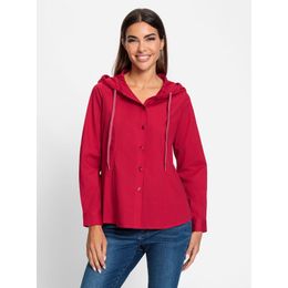 Langarmbluse Heine, Damen, Gr. 34, rot, 97% Baumwolle, 3% Elasthan, unifarben, Rundhals, Blusen Langarmbluse