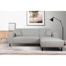 Ecksofa Home Affaire "ARROS L-Form mit Wellenunterfederung, Ma&szlig;e B/T/H: 235/163/81 cm", grau (hellgrau), B:235cm H:81cm T:163cm, 100% Polyester, Sofas, Ecksofa, incl. Zierkissen, mit Recamiere rechts/links bestellbar, auch in Cord